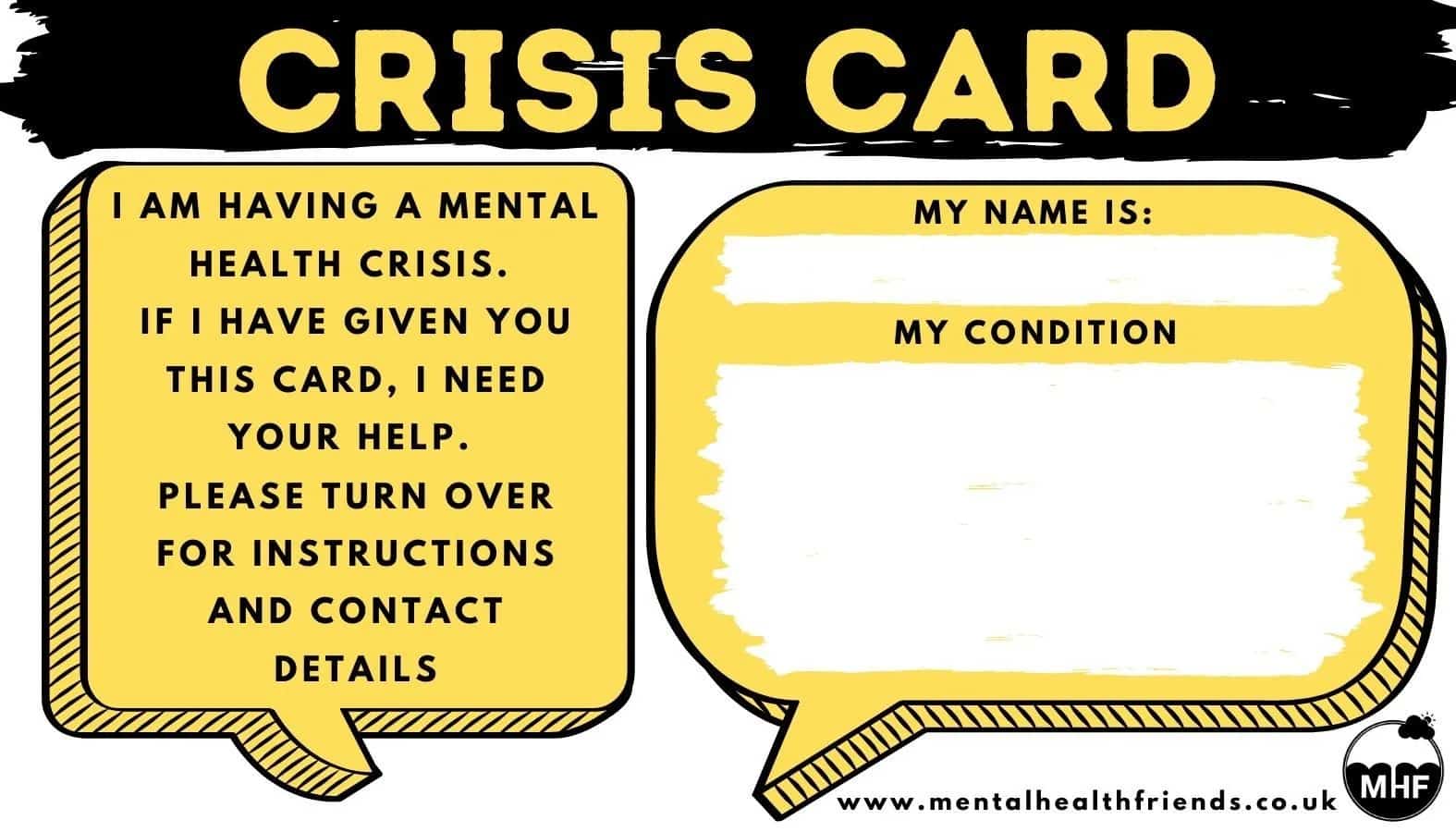 Crisis Cards | MentalHealthFriends